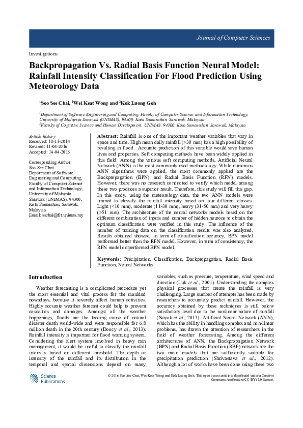 Pdf Backpropagation Vs Radial Basis Function Neural Model Rainfall
