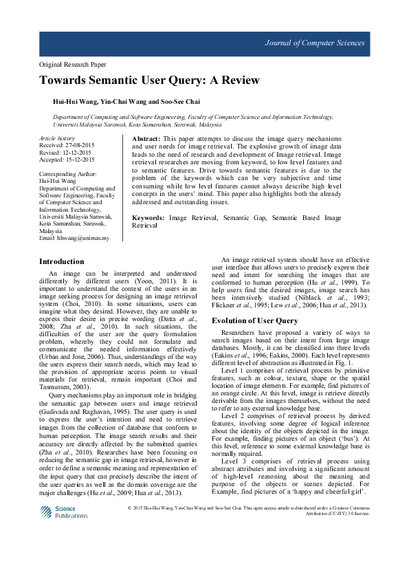 (PDF) Towards Semantic User Query: A Review