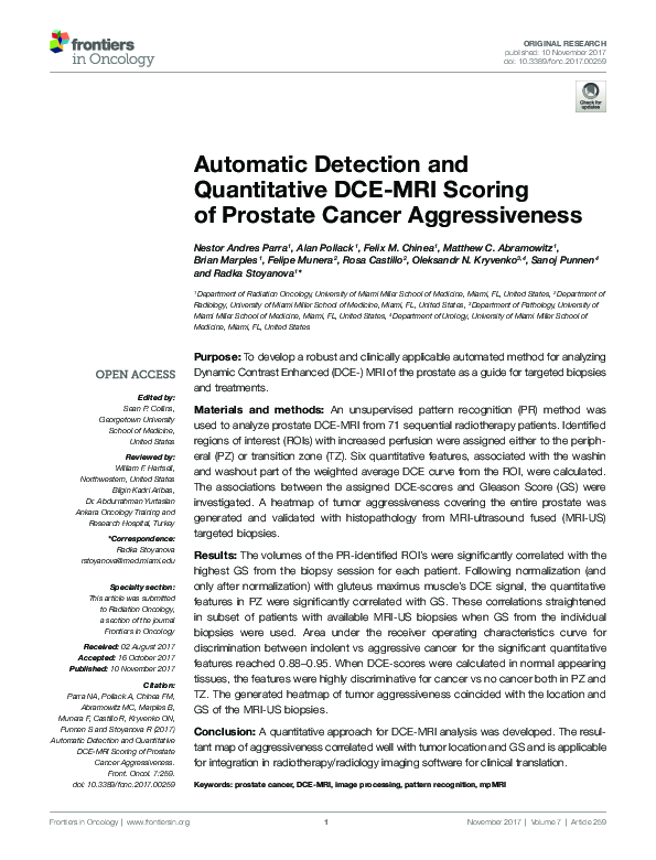 (PDF) Automatic Detection and Quantitative DCE-MRI Scoring of Prostate Cancer Aggressiveness