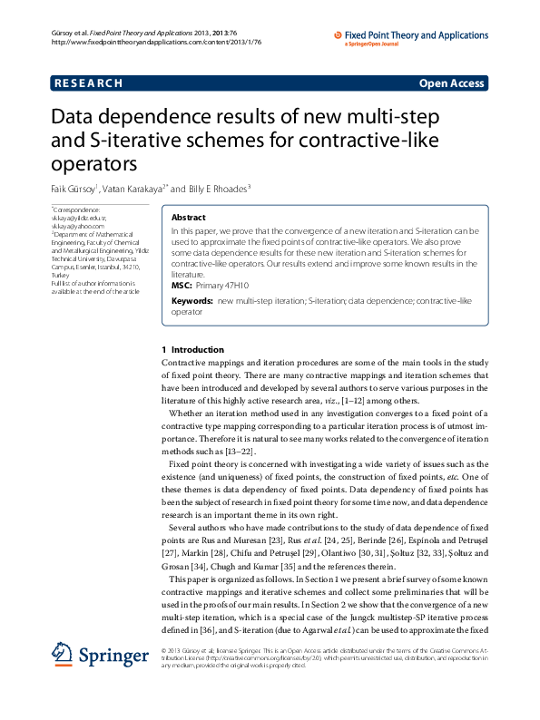 (PDF) Data dependence results of new multi-step and S-iterative schemes for contractive-like ...