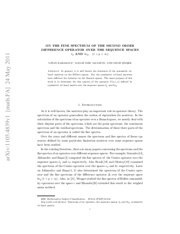 Pdf Fine Spectra Of Second Order Operators On Spaces