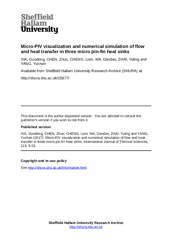 (PDF) Micro-PIV visualization and numerical simulation of flow and heat ...