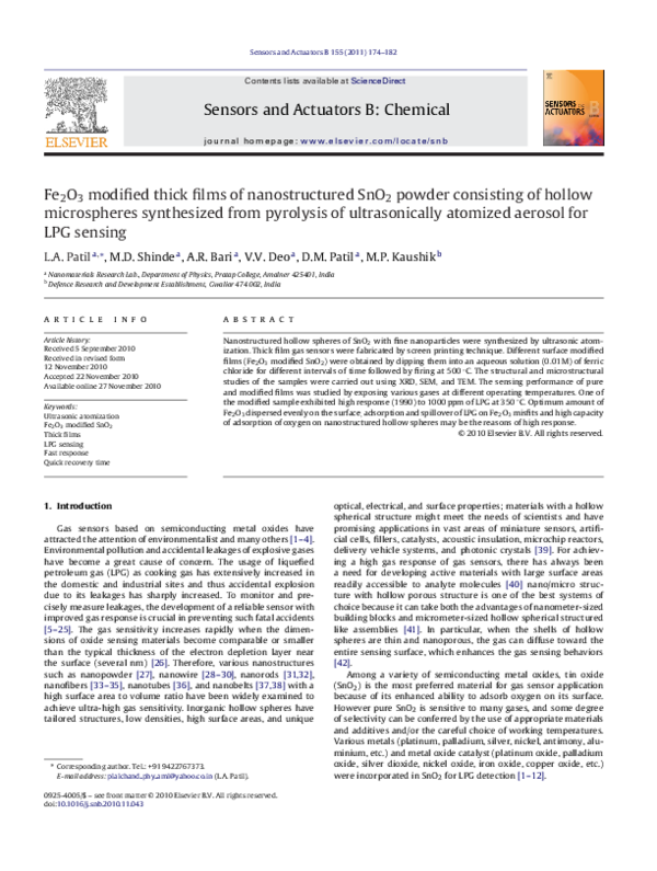 (PDF) Fe2O3 modified thick films of nanostructured SnO2 powder ...