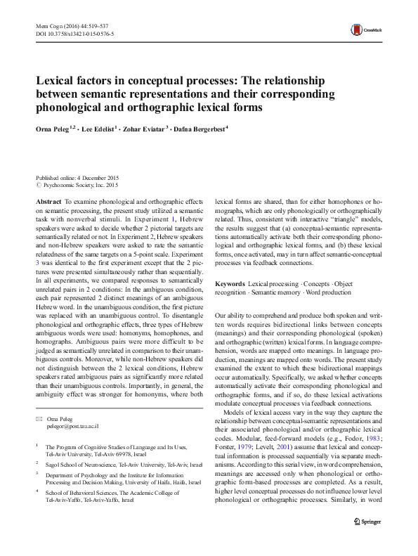 (PDF) Lexical factors in conceptual processes: The relationship between ...