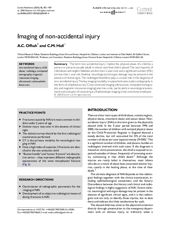 (PDF) Imaging of non-accidental injury