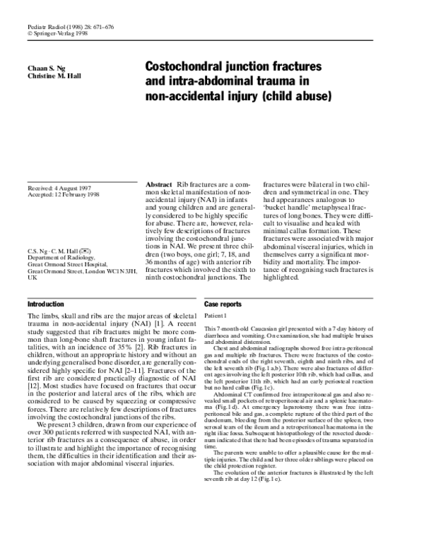 (PDF) Costochondral junction fractures and intra-abdominal trauma in ...