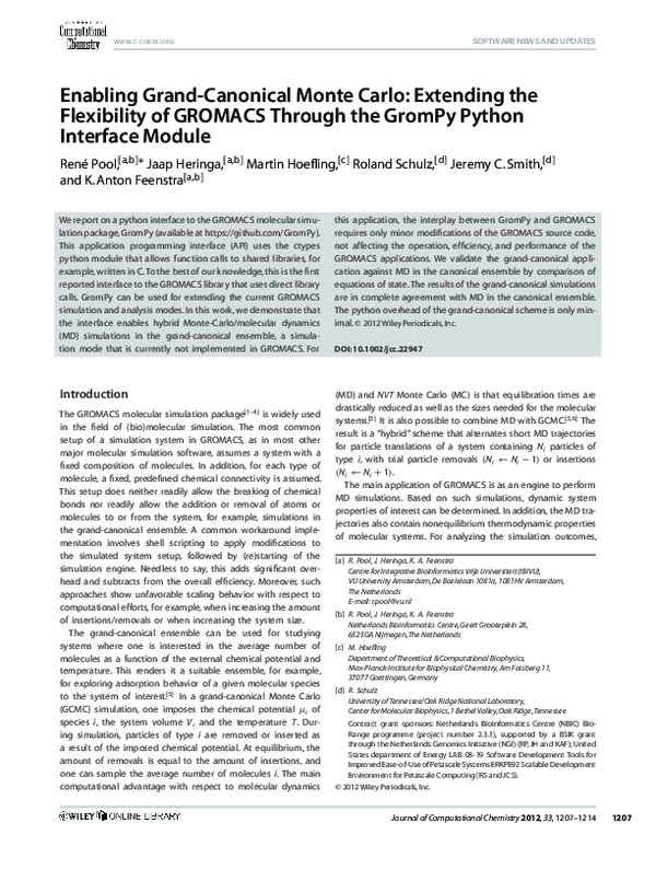 (PDF) Enabling grand-canonical Monte Carlo: Extending the flexibility of GROMACS through the ...