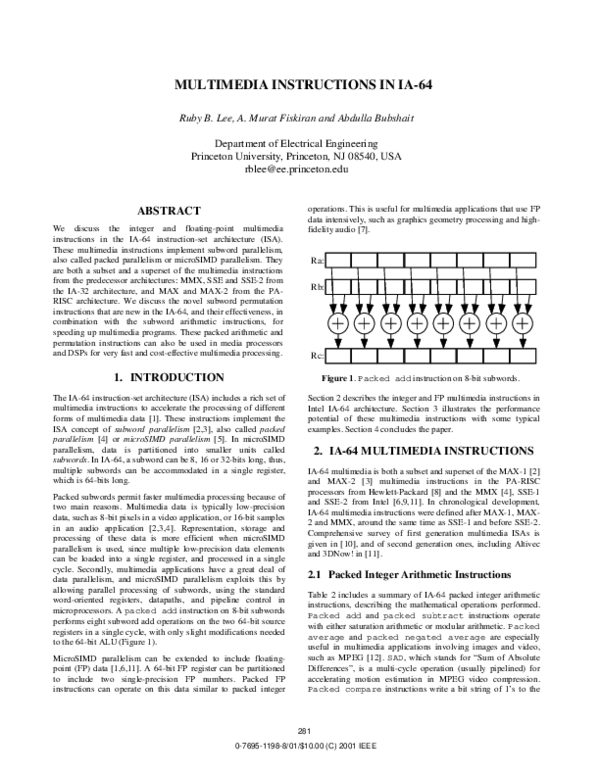 (PDF) MULTIMEDIA INSTRUCTIONS IN IA-64