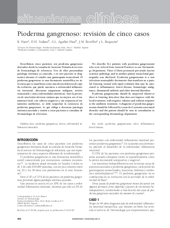 (PDF) Pioderma gangrenoso: revisión de cinco casos