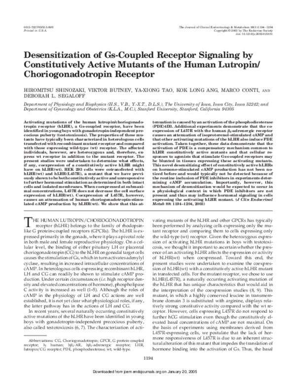 (PDF) Desensitization of Gs-coupled receptor signaling by ...