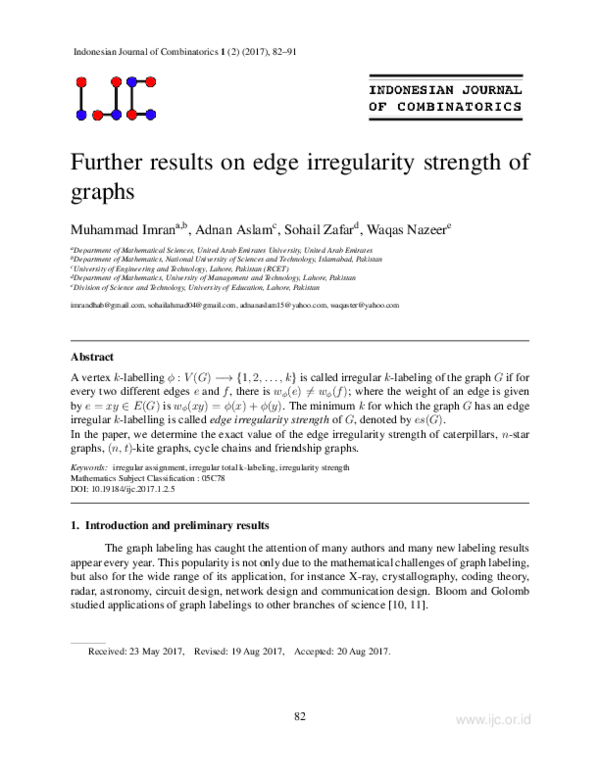 (PDF) Further results on edge irregularity strength of graphs