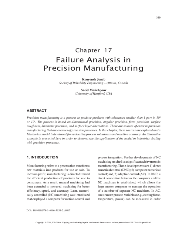 (PDF) Failure Analysis in Precision Manufacturing
