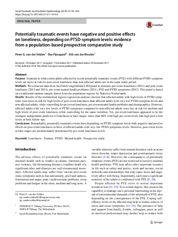 (PDF) Potentially traumatic events have negative and positive effects ...