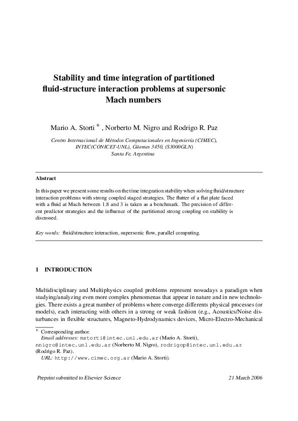 (PDF) Stability and time integration of partitioned fluid-structure interaction problems at ...