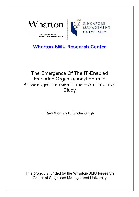 (PDF) The Emergence Of The IT-Enabled Extended Organizational Form In ...
