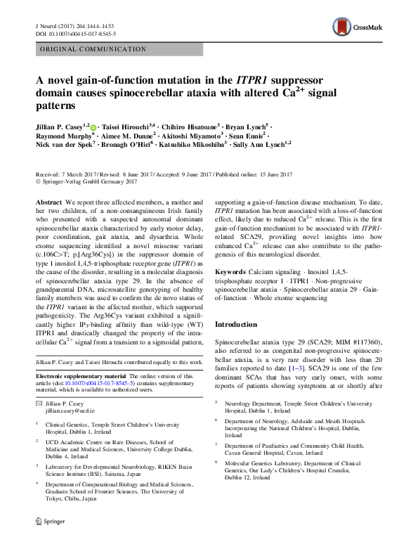(PDF) A novel gain-of-function mutation in the ITPR1 suppressor domain ...
