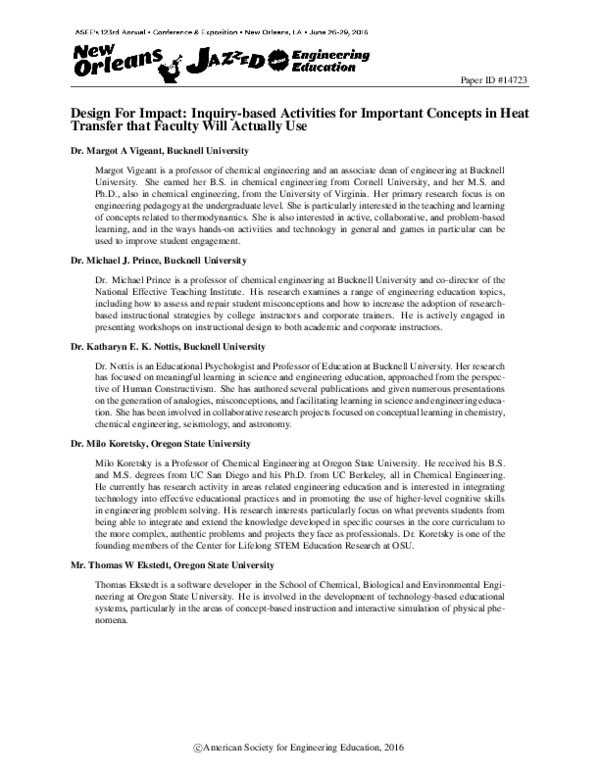 (PDF) Design For Impact: Inquiry-based Activities for Important ...