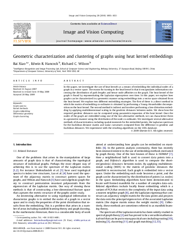 (PDF) Geometric characterization and clustering of graphs using heat ...