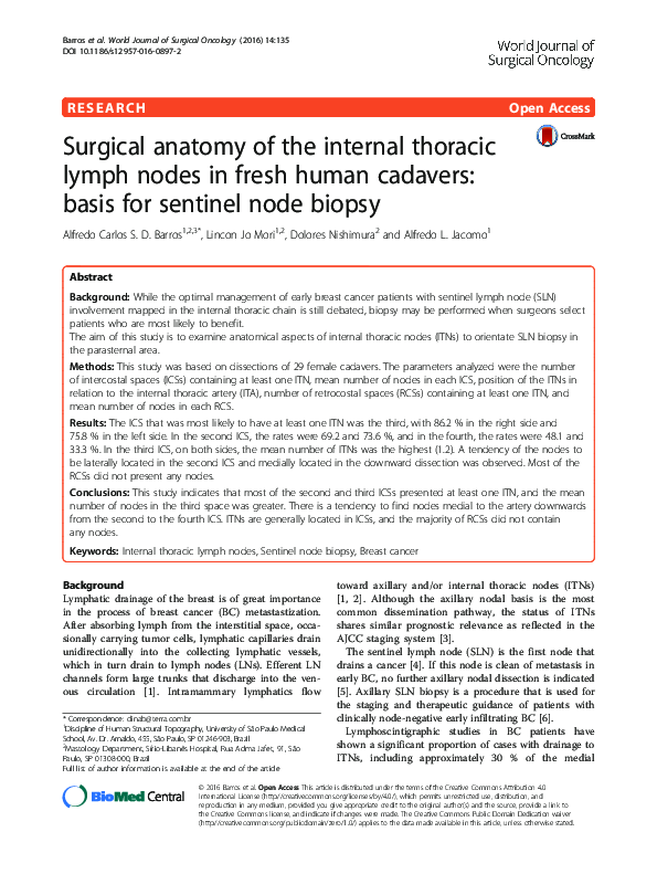(PDF) Surgical anatomy of the internal thoracic lymph nodes in fresh ...