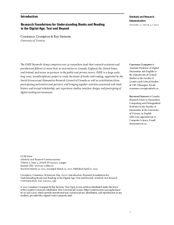 (PDF) Introduction: Research Foundations for Understanding Books and ...