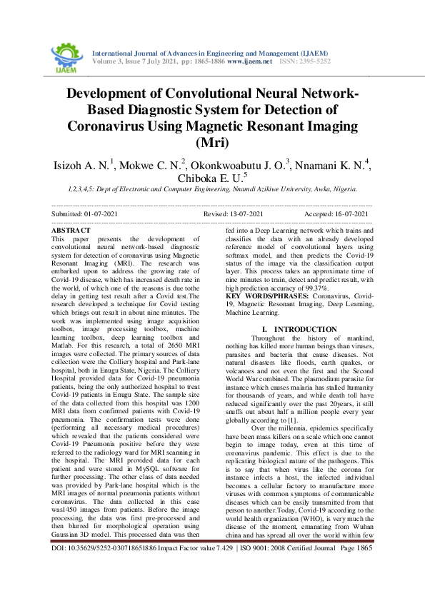 (PDF) Development of Convolutional Neural Network-Based Diagnostic System for Detection of ...