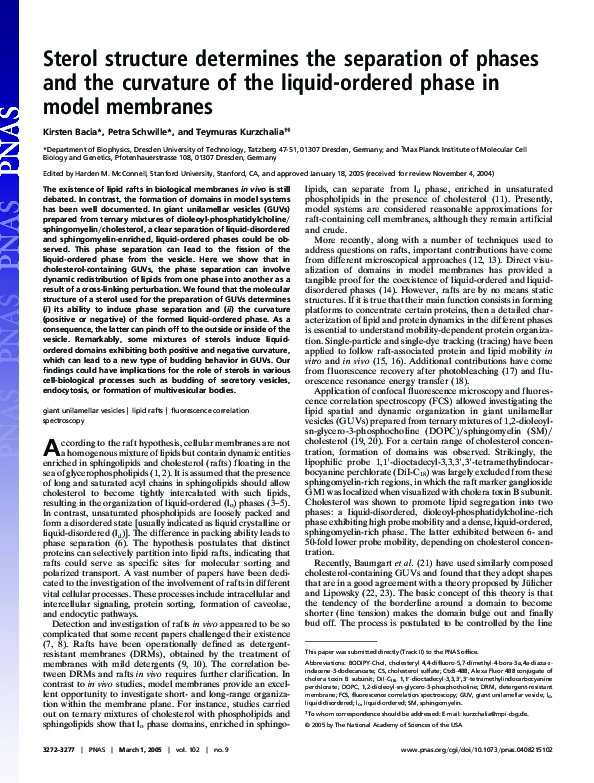 (PDF) From The Cover: Sterol structure determines the separation of ...