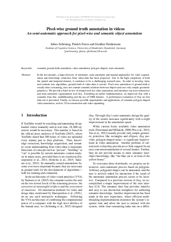 (PDF) Pixel-wise Ground Truth Annotation in Videos - An Semi-automatic Approach for Pixel-wise ...