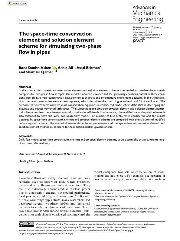 Pdf The Space Time Conservation Element And Solution Element Scheme For Simulating Two Phase