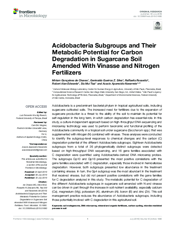 (PDF) Acidobacteria Subgroups and Their Metabolic Potential for Carbon ...