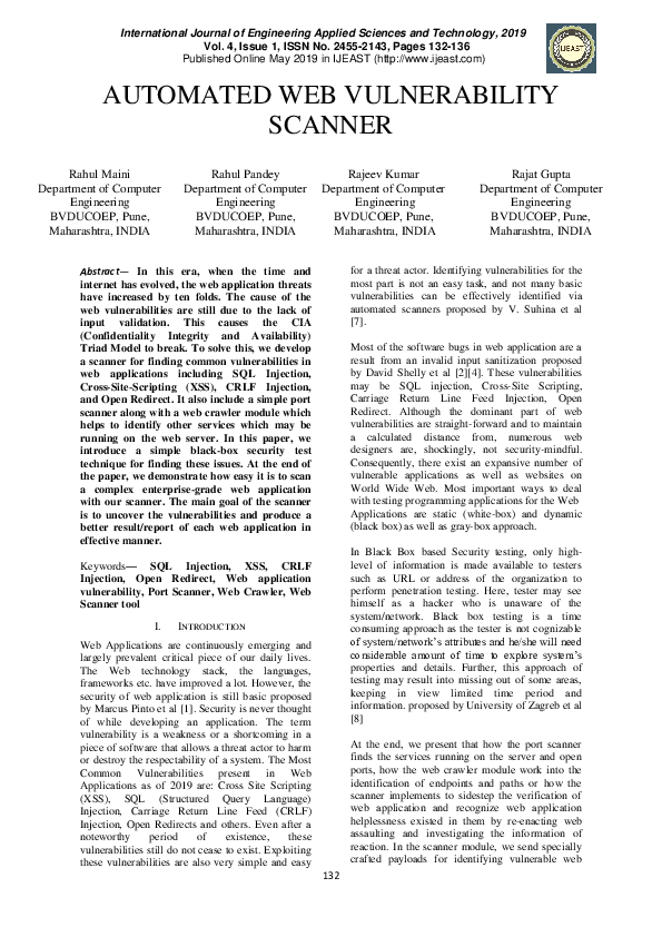 (PDF) Automated Web Vulnerability Scanner
