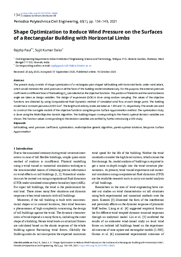 (PDF) Shape Optimization to Reduce Wind Pressure on the Surfaces of a ...
