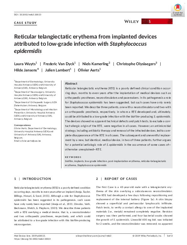 (PDF) Reticular telangiectatic erythema from implanted devices ...