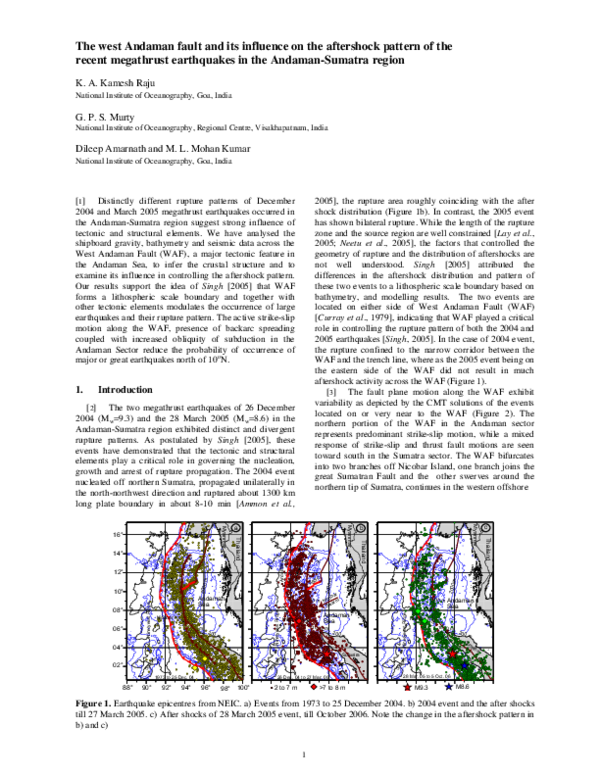 (PDF) The west Andaman fault and its influence on the aftershock ...