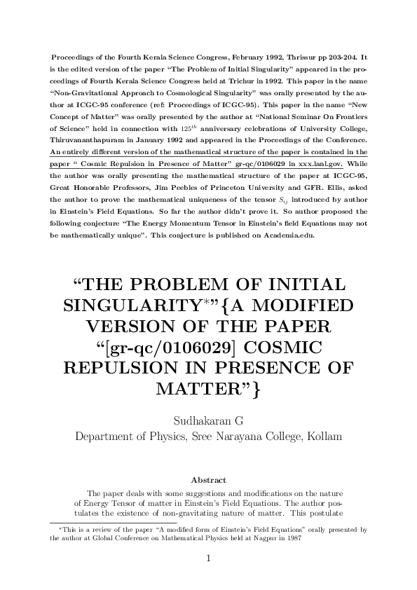 (PDF) The problem of initial singularity 6