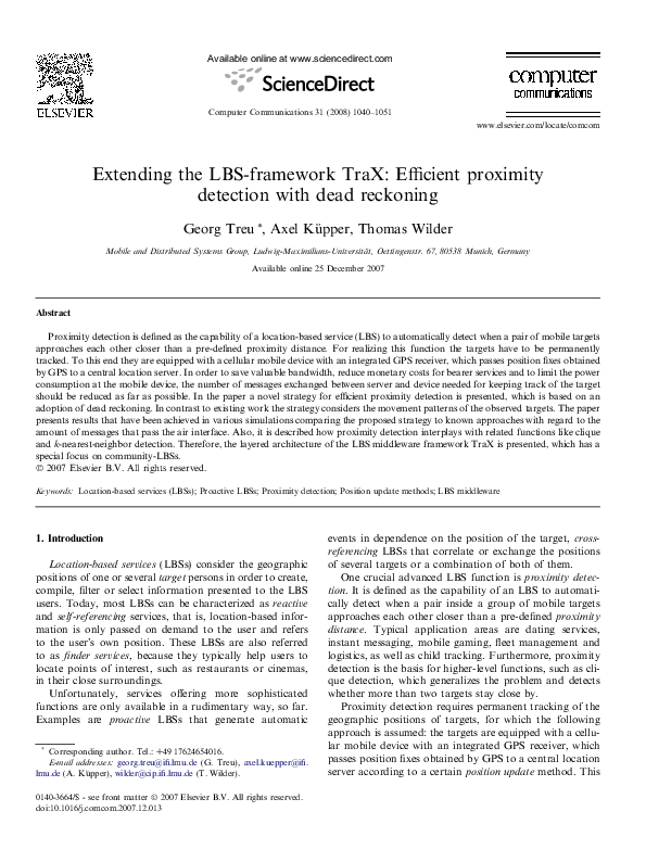 (PDF) Extending the LBS-framework TraX: Efficient proximity detection ...