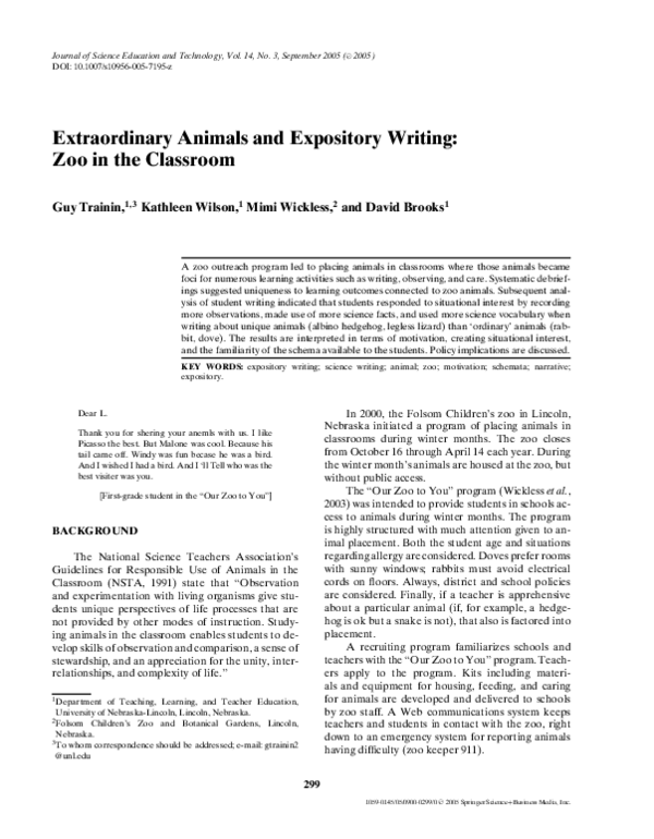 (PDF) Extraordinary animals and expository writing: Zoo in the ...