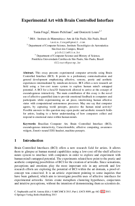 (PDF) Experimental Art with Brain Controlled Interface | Tania Fraga ...