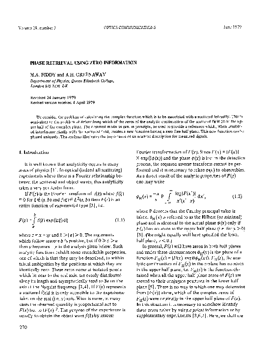 (PDF) Phase retrieval using zero information