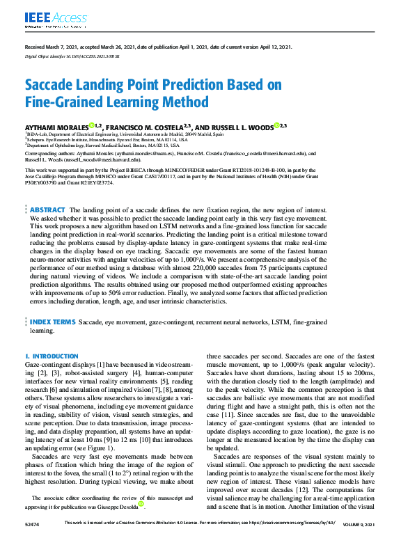 (PDF) Saccade Landing Point Prediction Based on Fine-Grained Learning Method | Russell Woods ...