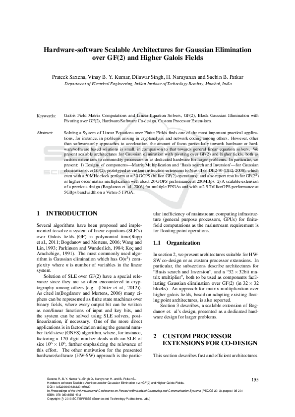 Pdf Hardware Software Scalable Architectures For Gaussian Elimination
