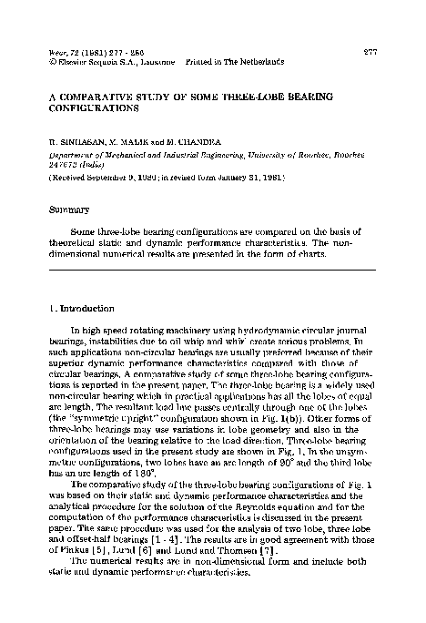 (PDF) A comparative study of some three-lobe bearing configurations