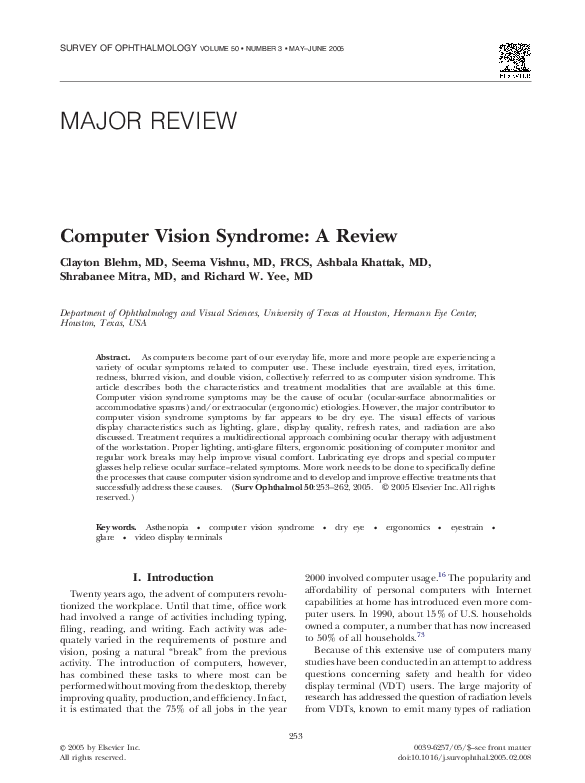 (PDF) Computer Vision Syndrome: A Review