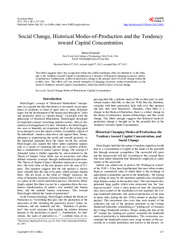 (PDF) Social Change, Historical Modes-of-Production and the Tendency ...