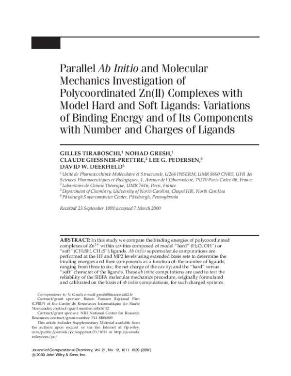 (PDF) Parallel ab initio and molecular mechanics investigation of ...