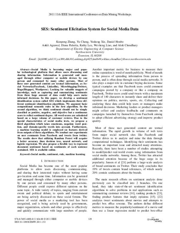 (PDF) SES: Sentiment Elicitation System for Social Media Data