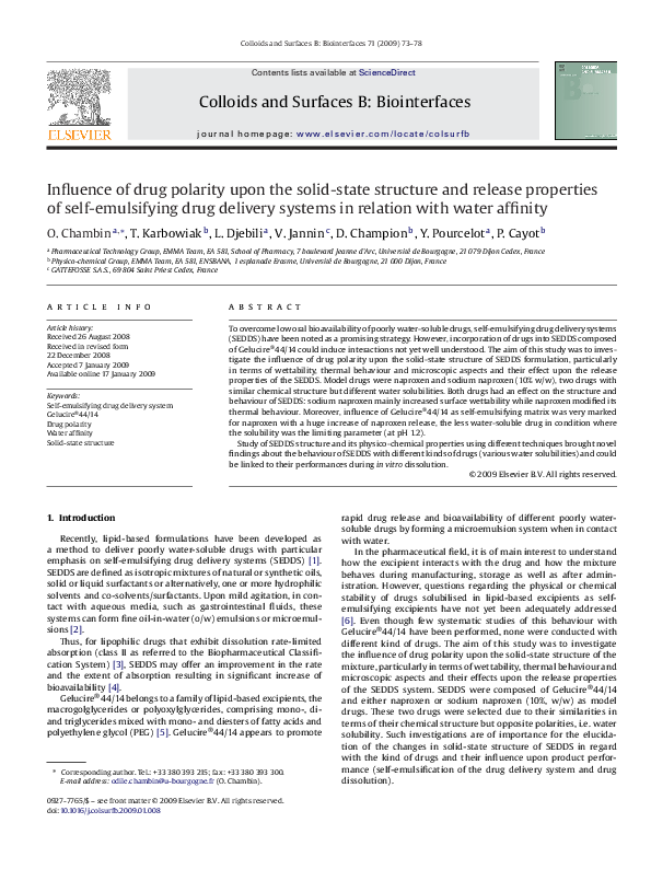 (PDF) Influence of drug polarity upon the solid-state structure and ...