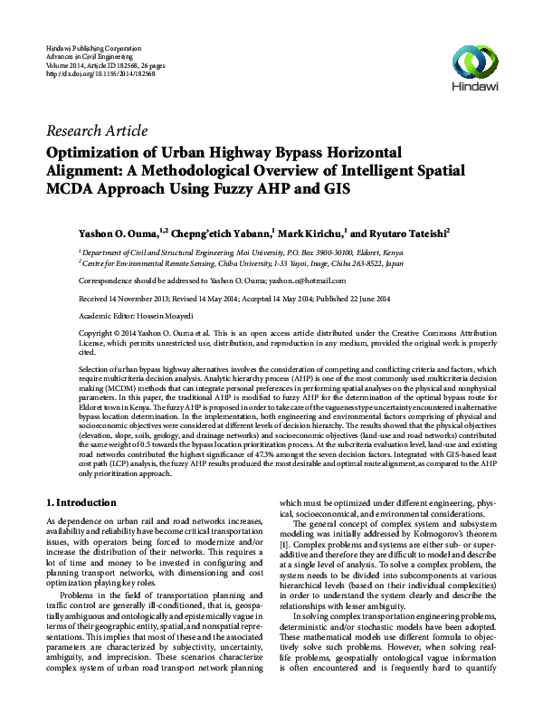 Pdf Optimization Of Urban Highway Bypass Horizontal Alignment A Methodological Overview Of