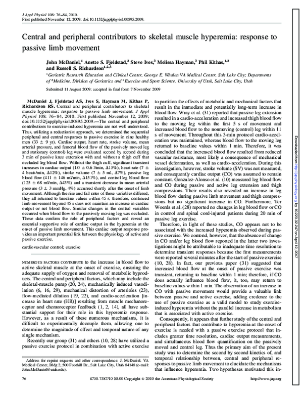 (PDF) Central and peripheral contributors to skeletal muscle hyperemia ...