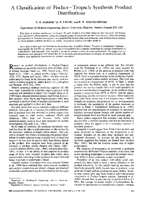 (PDF) A classification of fischer–tropsch synthesis product distributions