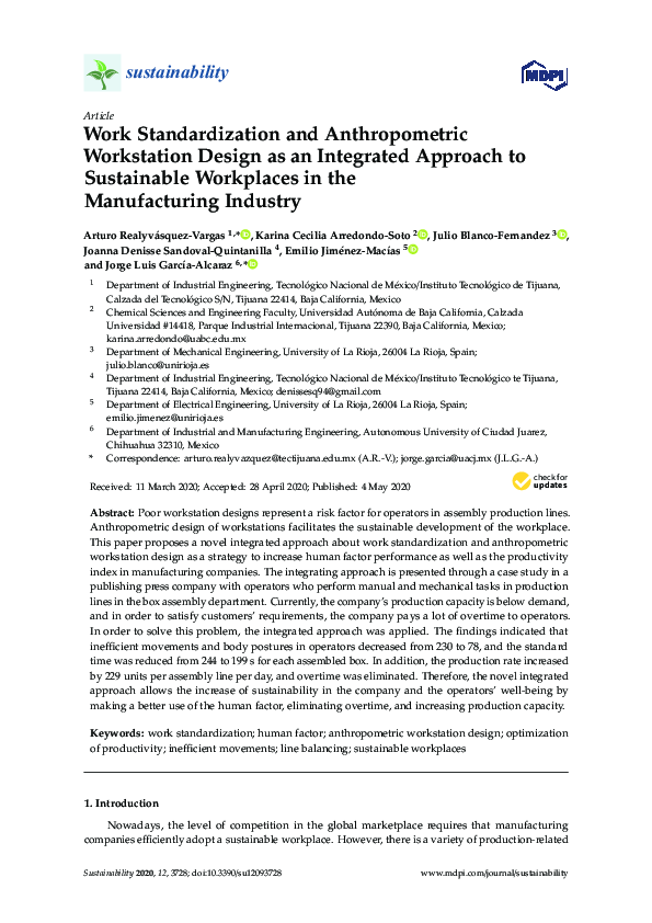 (PDF) Work Standardization and Anthropometric Workstation Design as an Integrated Approach to ...